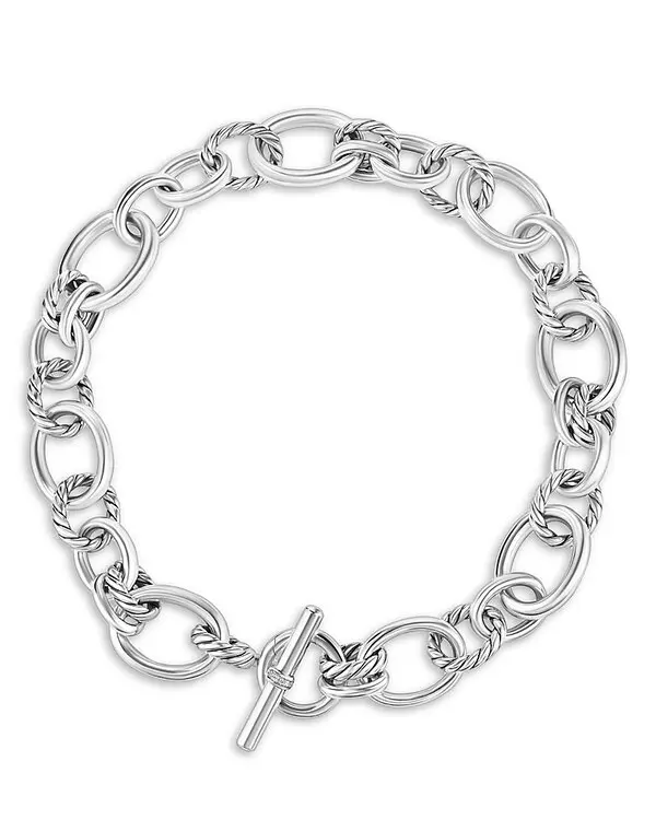 David Yurman Sterling Diamond Link Collar Necklace - Silver