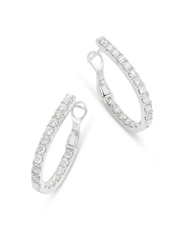 Bloomingdale'S Diamond Oval Hoop Earrings 1.75 Tcw In 14k Gold - White