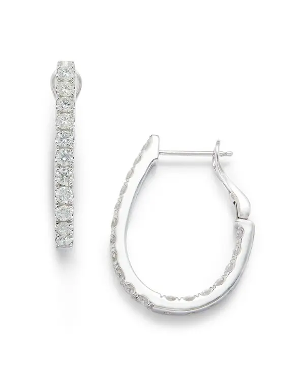 Bloomingdale'S Diamond Oval Hoop Earrings 1.75 Tcw In 14k Gold - White