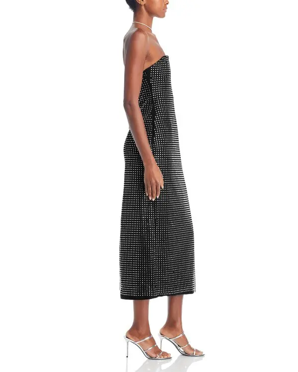 alc elizabeth dress black A.L.C. Women's Lucia Satin and Lace Midi Dress in Black/Black, Size 14