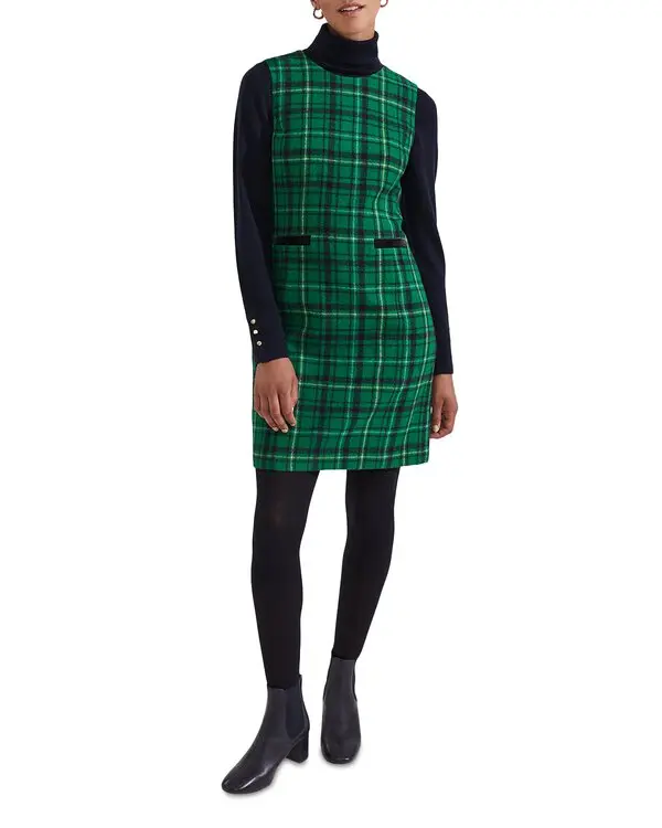 HOBBS LONDON Margot Plaid Sheath Dress - Green Multi