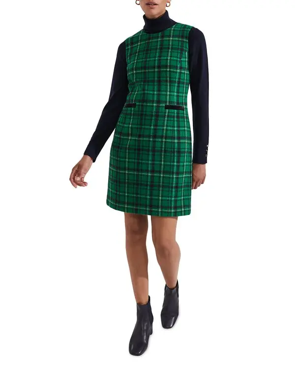 HOBBS LONDON Margot Plaid Sheath Dress - Green Multi