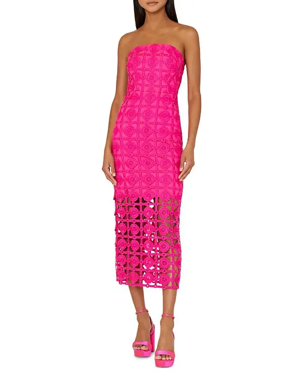 MILLY Kait Tile Lace Dress - Milly Pink