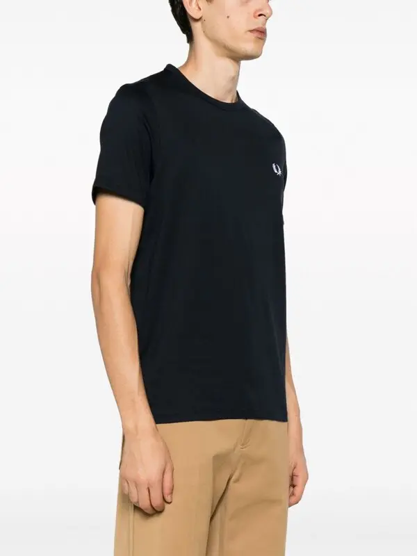 Fred Perry Logo-embroidered Cotton T-shirt - Blue