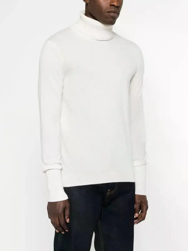 BALLANTYNE Roll-neck Cashmere Jumper - White