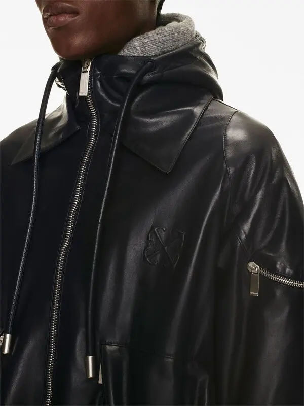 Off-White Arrow Pocket-detail Leather Jacket