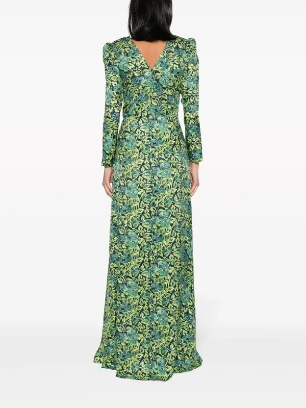 Saloni Margot V-neck Silk Long Dress