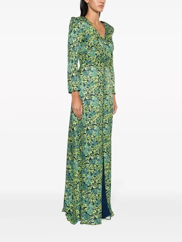 Saloni Margot V-neck Silk Long Dress