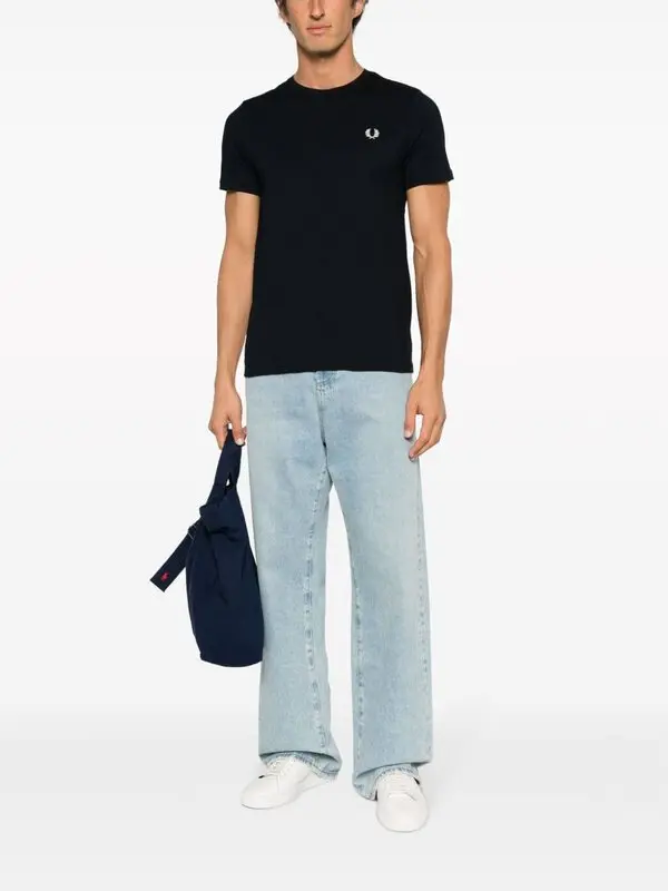 Fred Perry Logo-embroidered Cotton T-shirt - Blue