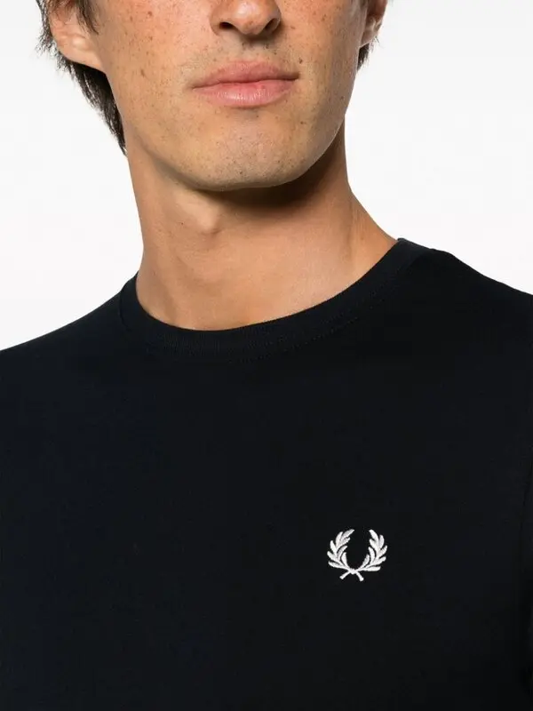 Fred Perry Logo-embroidered Cotton T-shirt - Blue