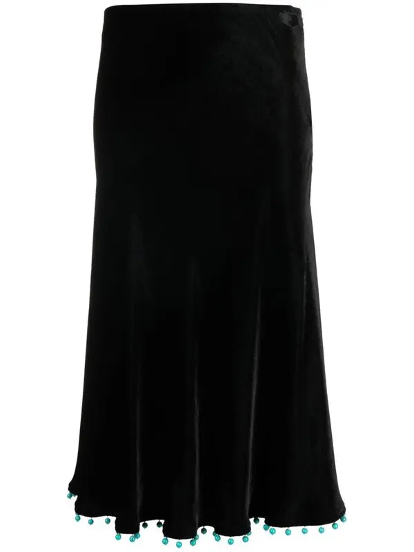 Roberto Cavalli Beaded-trim High-waisted Skirt