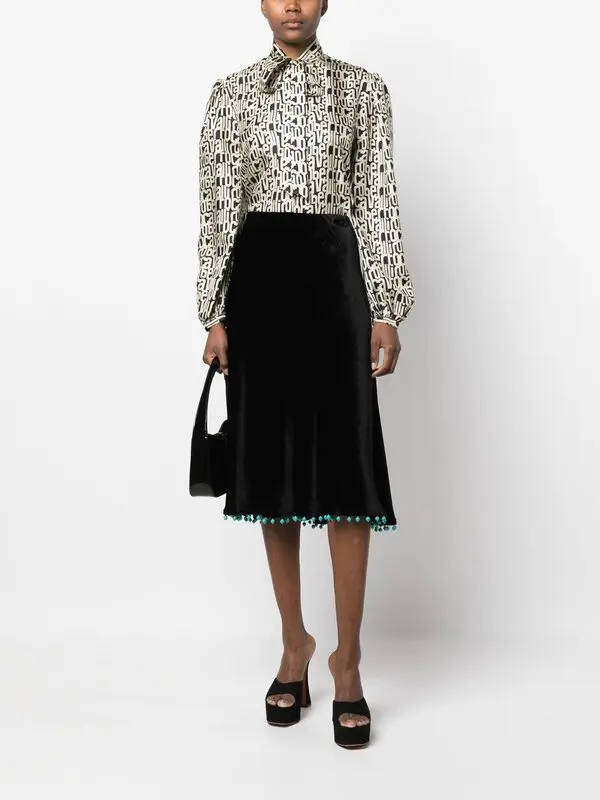 Roberto Cavalli Beaded-trim High-waisted Skirt