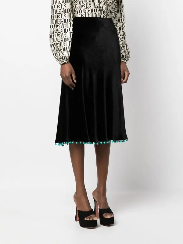 Roberto Cavalli Beaded-trim High-waisted Skirt