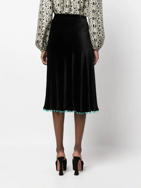 Roberto Cavalli Beaded-trim High-waisted Skirt