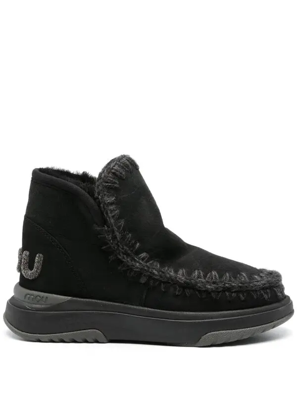 Mou Shearling-lined Ankle Boots - Black