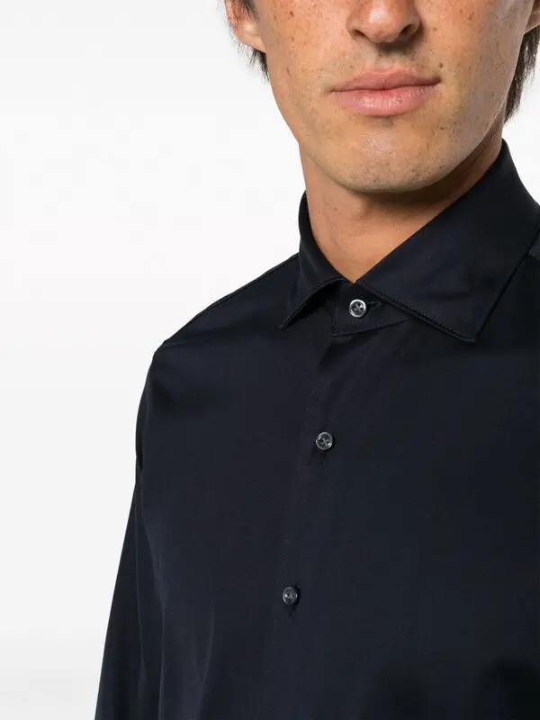 Boggi Milano Long-sleeve Cotton Shirt - Blue