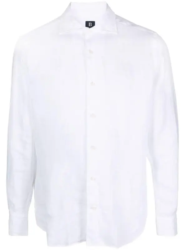 Boggi Milano Spread-collar Linen Shirt - White