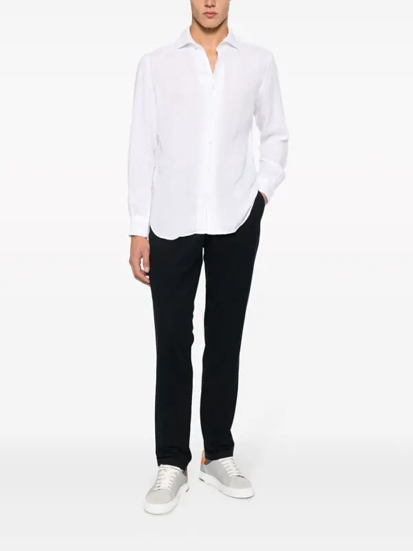 Boggi Milano Spread-collar Linen Shirt - White