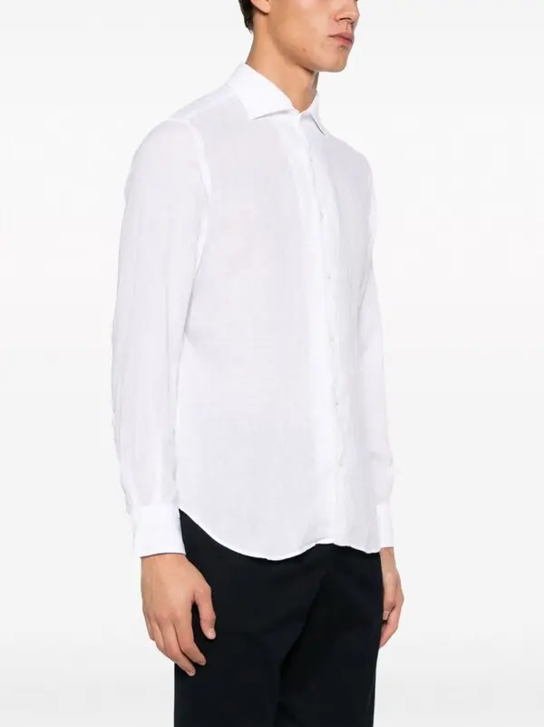 Boggi Milano Spread-collar Linen Shirt - White