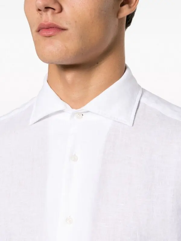 Boggi Milano Spread-collar Linen Shirt - White
