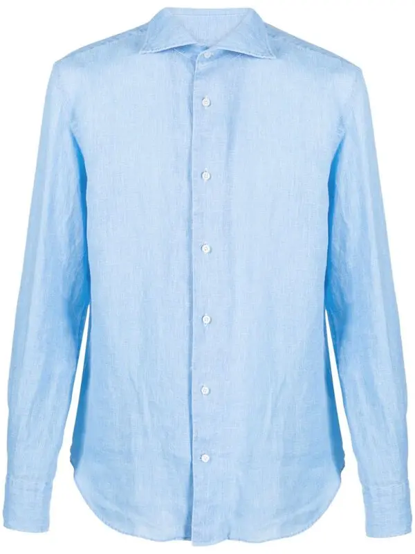 Boggi Milano Long-sleeve Linen Shirt - Blue