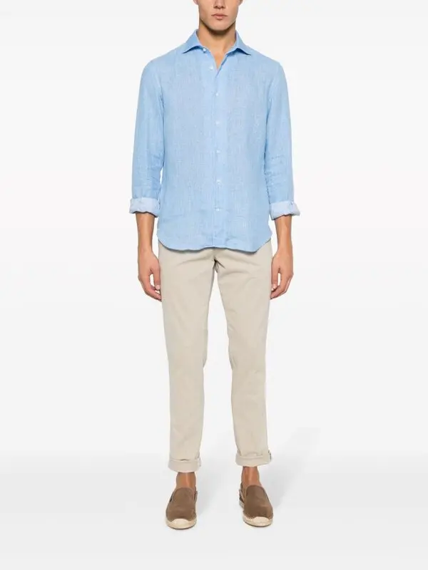 Boggi Milano Long-sleeve Linen Shirt - Blue