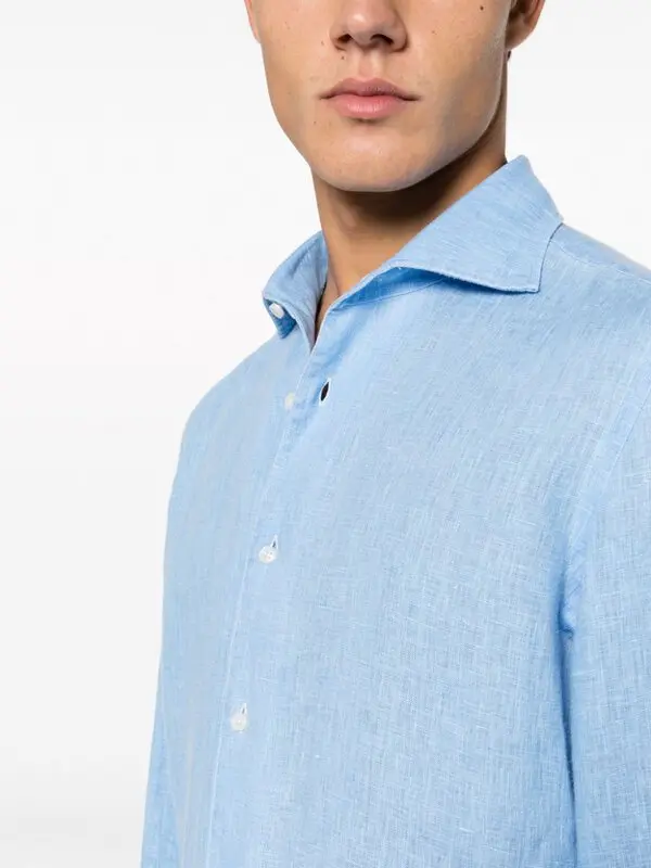 Boggi Milano Long-sleeve Linen Shirt - Blue