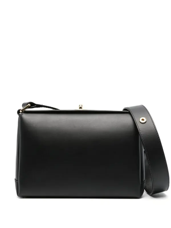 Plan C Twist-lock Leather Shoulder Bag - Black