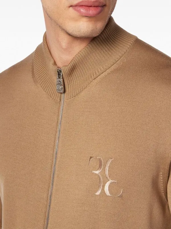 BILLIONAIRE Logo-embroidered Zip-up Jumper