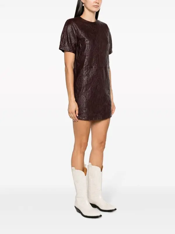 Zadig&Voltaire Riddy Leather Mini Dress - Brown