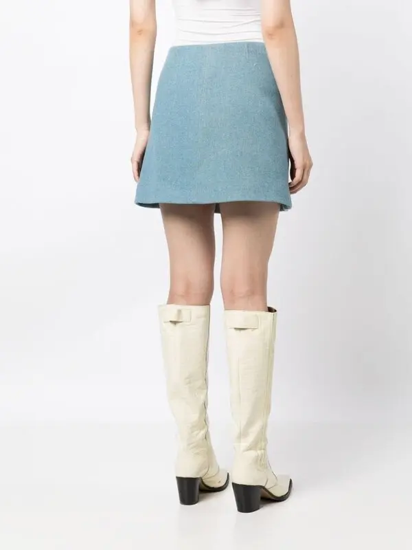 GANNI Recycled Wool-blend Miniskirt - Blue