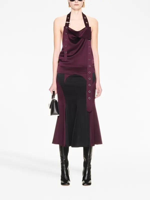 Off-White Panelled Satin Midi Skirt