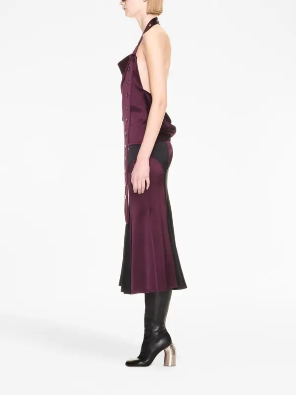 Off-White Panelled Satin Midi Skirt