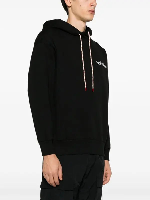 Aries Slogan-print Cotton Hoodie - Black