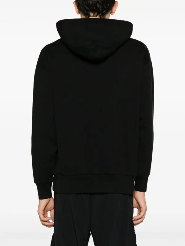 Aries Slogan-print Cotton Hoodie - Black