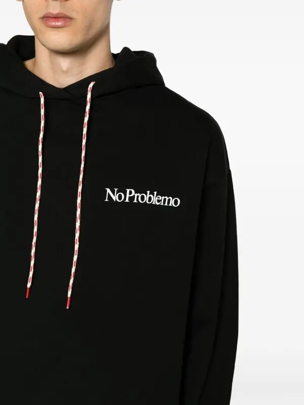 Aries Slogan-print Cotton Hoodie - Black