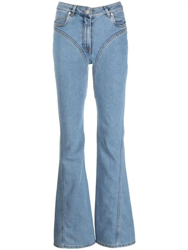 MUGLER Seam-detail Flared Jeans - Blue