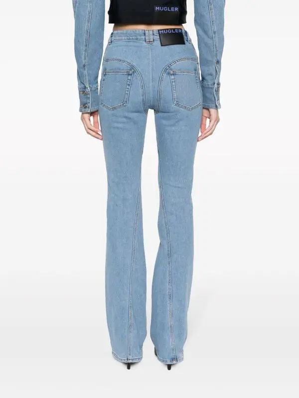 MUGLER Seam-detail Flared Jeans - Blue