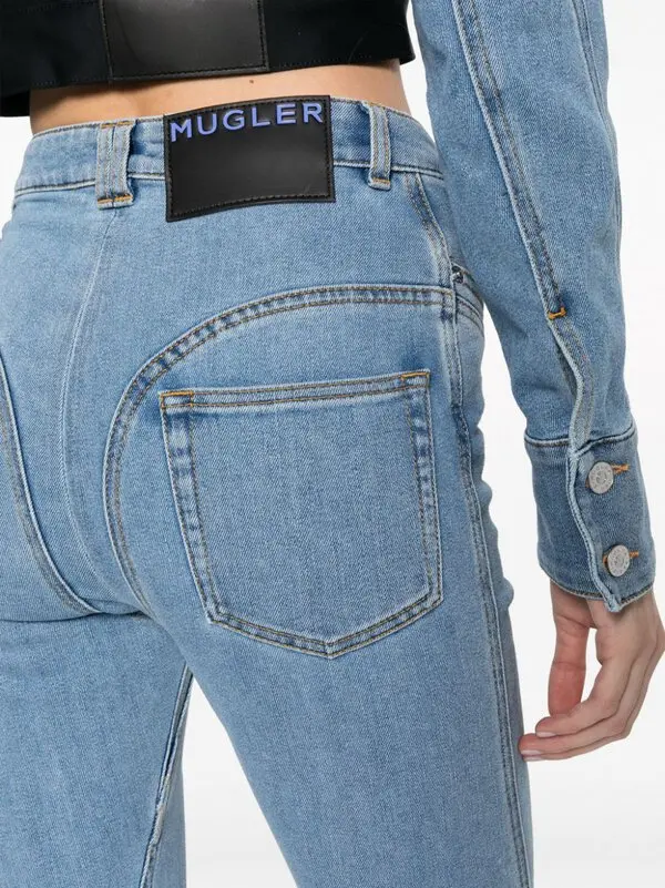 MUGLER Seam-detail Flared Jeans - Blue