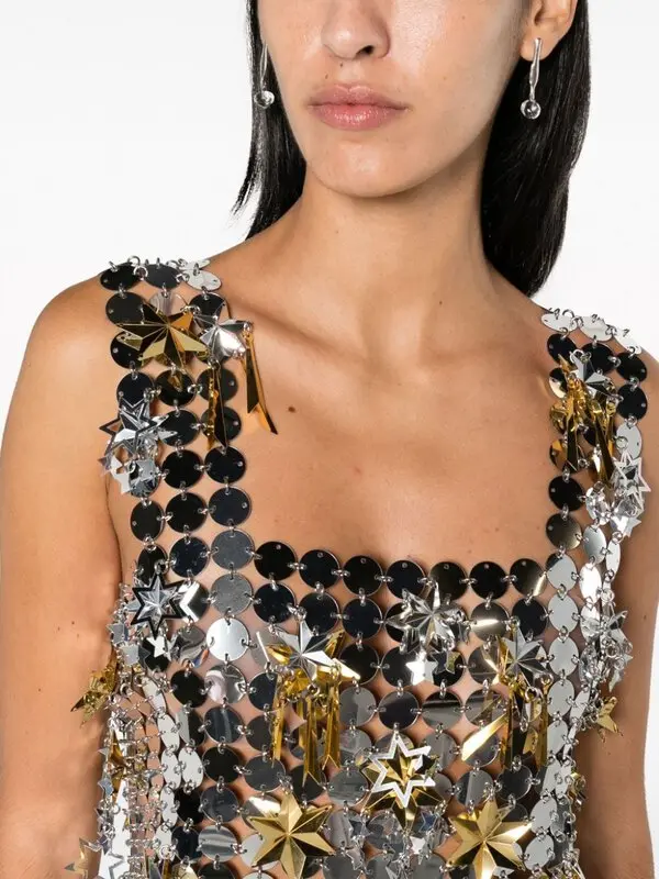 Rabanne Star-Embellished Chainmail Minidress In Silver - 53% Off |  Editorialist