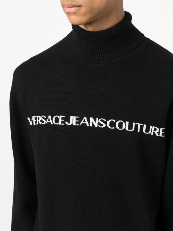 Versace Logo-print Roll-neck Jumper - Black