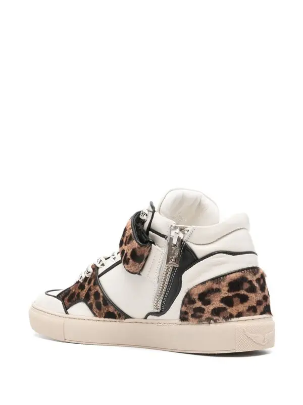 Zadig&Voltaire Mid Flash Leopard-effect Sneakers - Neutrals