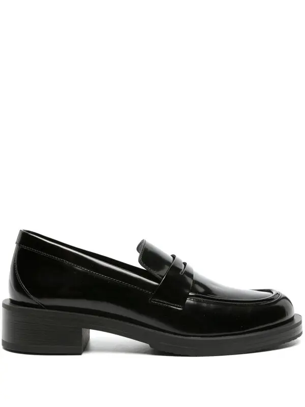 STUART WEITZMAN Palmer Bold Leather Loafers - Black