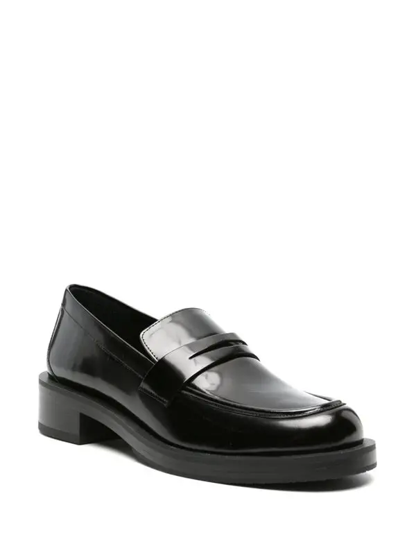 STUART WEITZMAN Palmer Bold Leather Loafers - Black