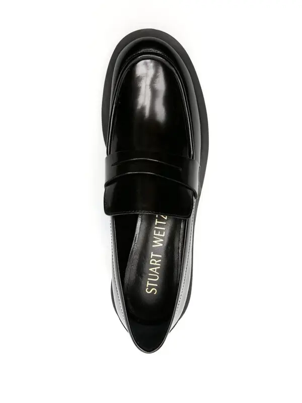 STUART WEITZMAN Palmer Bold Leather Loafers - Black