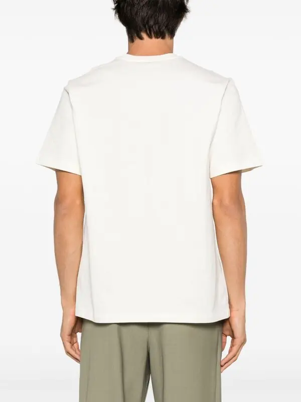MSGM Logo Print Cotton T-shirt - Neutrals