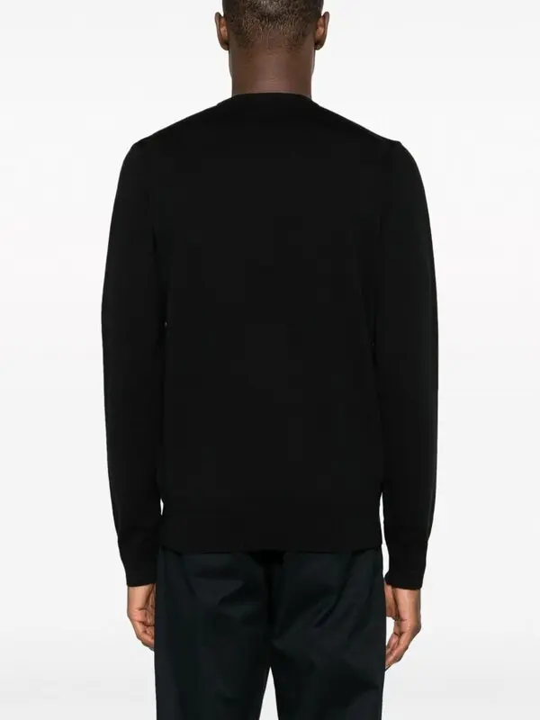 Fred Perry Logo-embroidered Crew-neck Jumper - Black