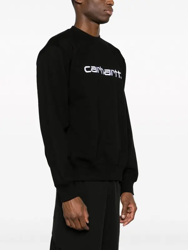 Carhartt Work In Progress Logo-embroidered Crew-neck Sweatshirt - Black