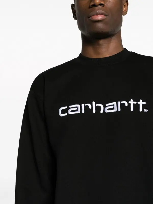 Carhartt Work In Progress Logo-embroidered Crew-neck Sweatshirt - Black