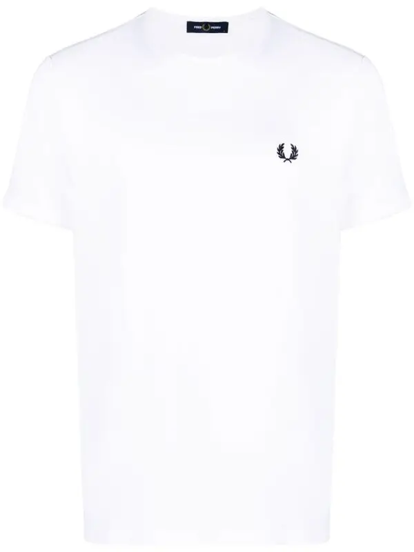 Fred Perry Logo-embroidered Cotton T-shirt - White